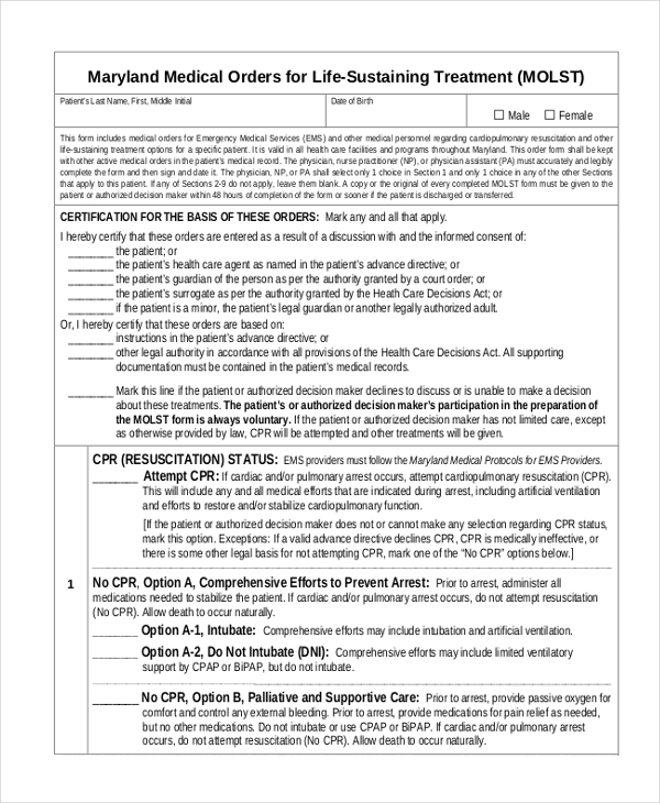 FREE 9+ Sample Medical Choice Forms in PDF | MS Word