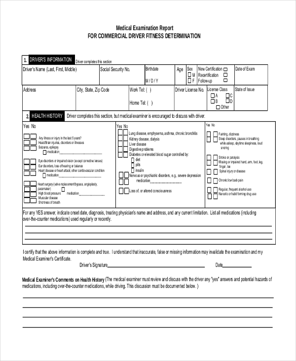 FREE 12+ Sample Medical Examination Forms in PDF | Excel | Word