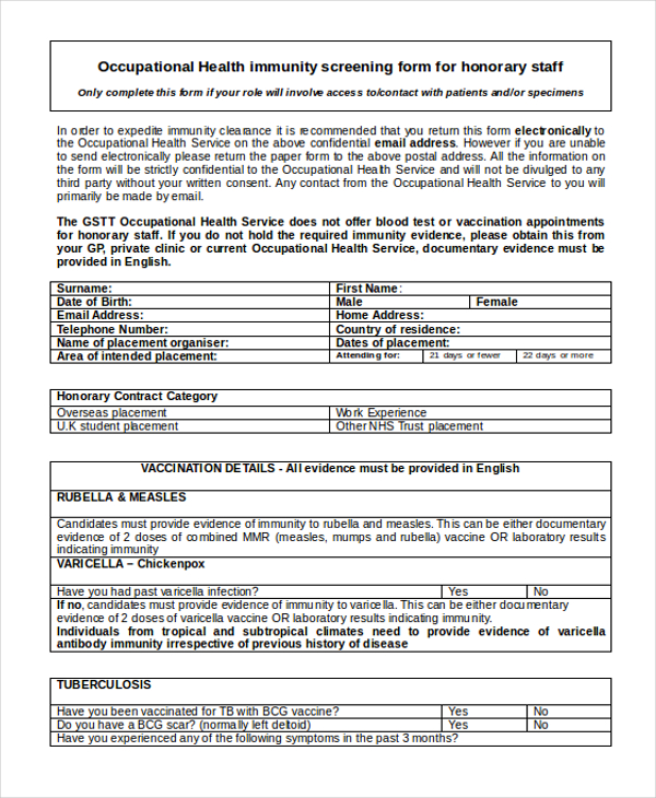 FREE 18+ Sample Health Forms in PDF | MS Word | Excel