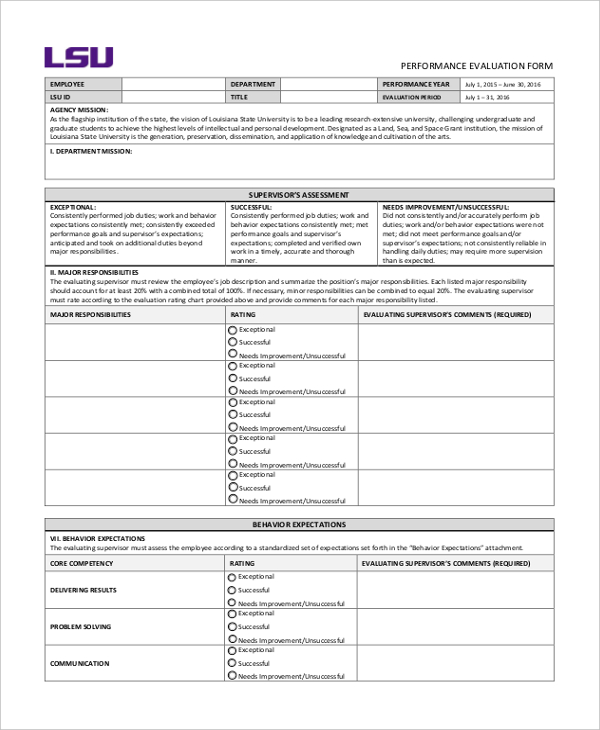 FREE 31+ Evaluation Form Samples, PDF, MS Word, Google Docs