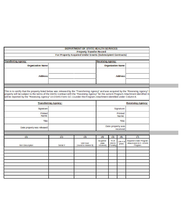 FREE 10+ Property Transfer Forms in PDF | Ms Word | Excel