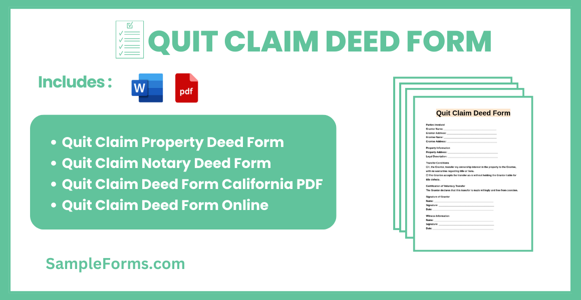 FREE 11+ Quit Claim Deed Form Samples, PDF, MS Word, Google Docs
