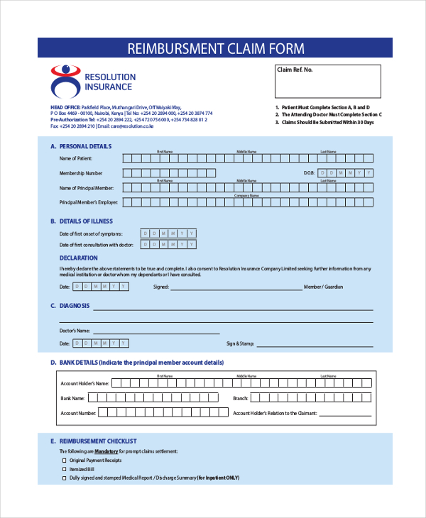 FREE 18+ Sample Reimbursement Forms in PDF | MS Word | Excel