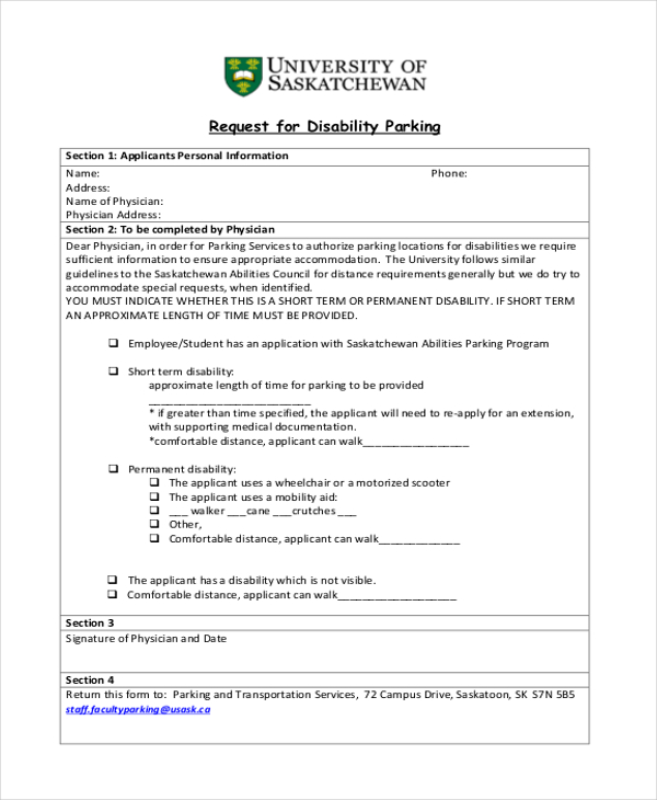 FREE 9+ Sample Disability Parking Forms in PDF | Word
