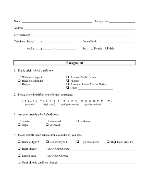 FREE 30+ Questionnaire Form Samples, PDF, MS Word, Google Docs, Excel