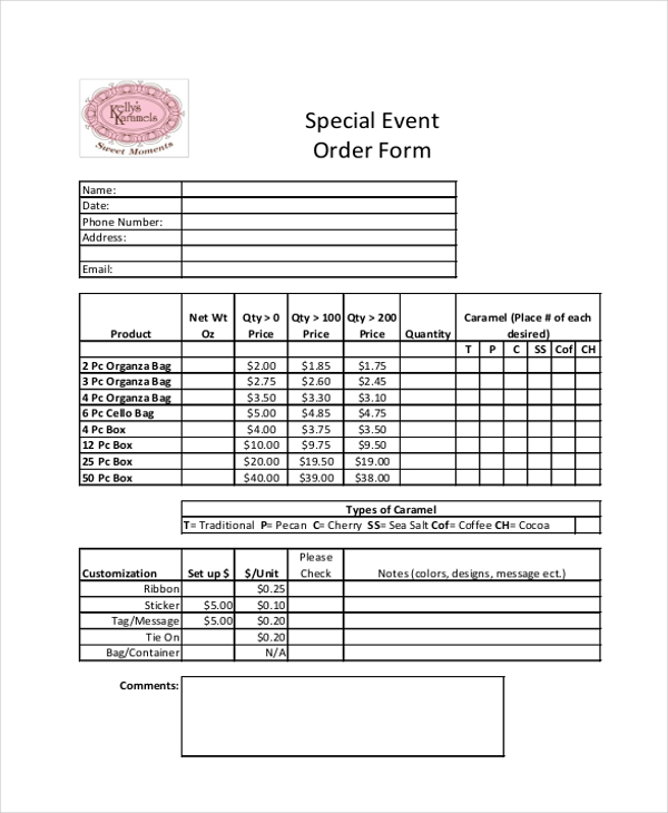FREE 11+ Sample Event Order Forms in PDF | MS Word | Excel