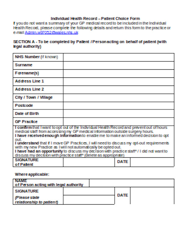 FREE 9+ Sample Medical Choice Forms in PDF | MS Word