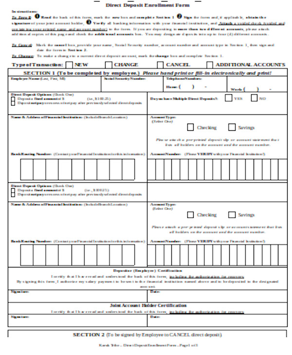 FREE 8+ Sample Social Security Direct Deposit Forms in PDF | MS Word