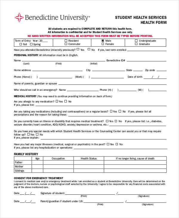 FREE 18+ Sample Health Forms in PDF | MS Word | Excel