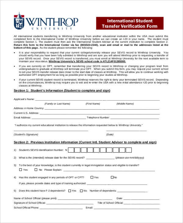 FREE 15+ Student Transfer Form Samples, PDF, MS Word, Google Docs, Excel