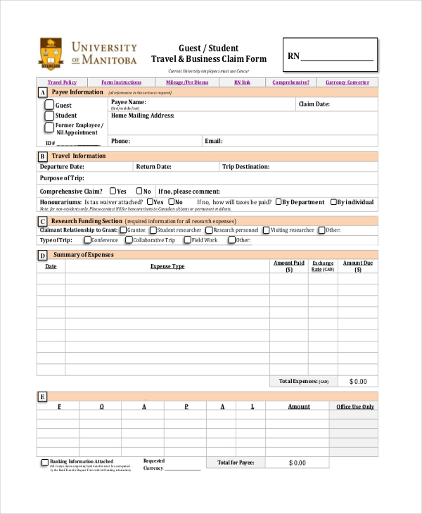 FREE 11 Sample Travel Claim Forms In PDF MS Word Excel FREE 11 Sample Travel Claim Forms In PDF MS Word Excel