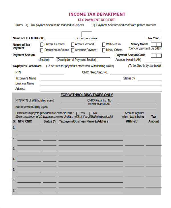 FREE 8+ Sample Payment Receipt Forms in MS Word | PDF | MS Excel