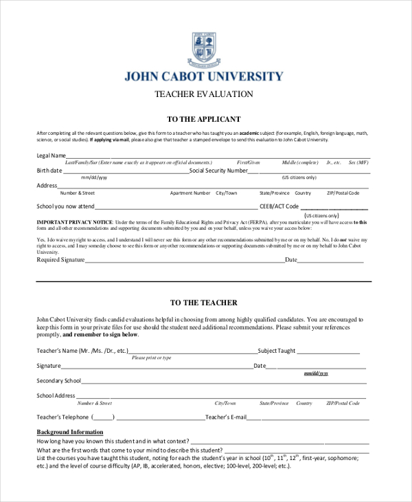 FREE 26+ Sample Evaluation Forms in MS Word | PDF | Excel