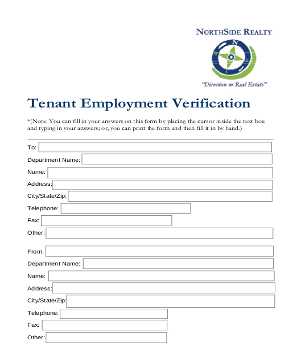 FREE 9+ Sample Tenant Verification Forms in PDF | Word