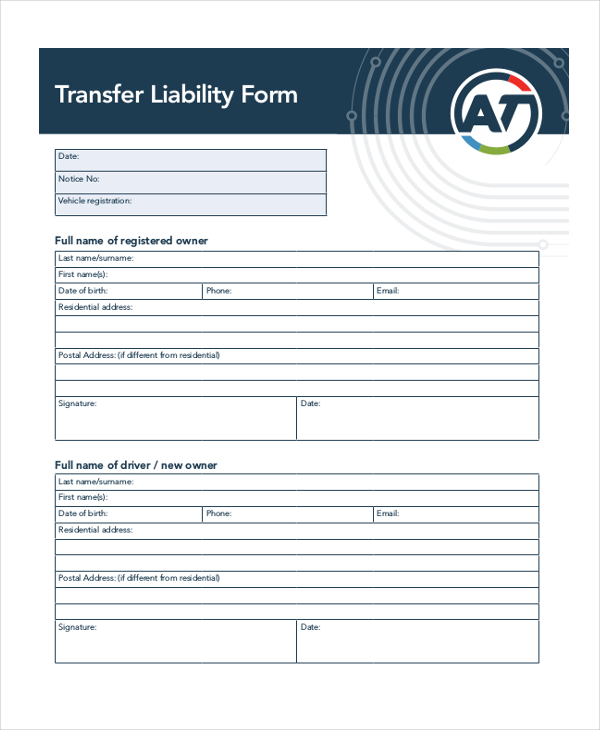 FREE 12+ Sample Liability Forms in PDF | Word | Excel