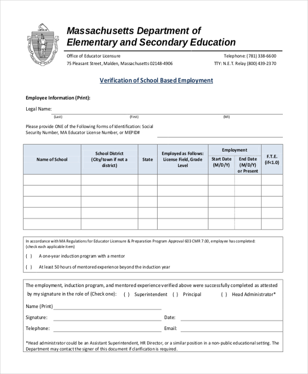 FREE 14+ Sample Employment Verification Forms in PDF | MS Word