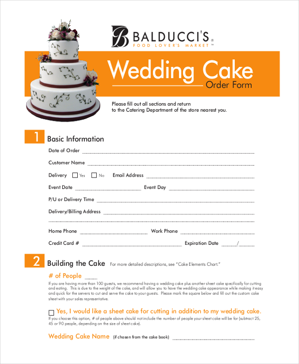 FREE 14+ Cake Order Form Samples, PDF, MS Word, Google Docs, Excel