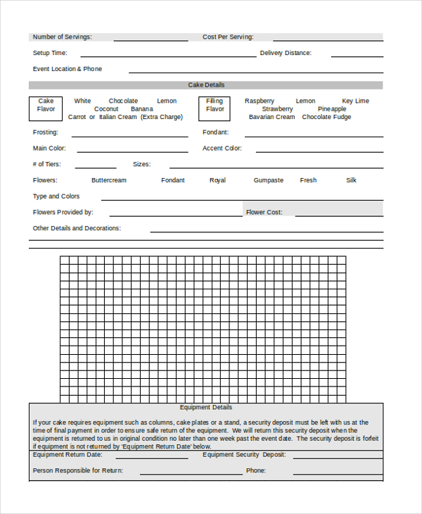 FREE 14+ Cake Order Form Samples, PDF, MS Word, Google Docs, Excel