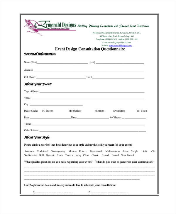 FREE 13+ Event Planner Form Samples, PDF, MS Word, Google Docs, Excel