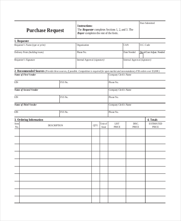 FREE 17+ Purchase Order Request Form Samples, PDF, MS Word, Google Docs ...
