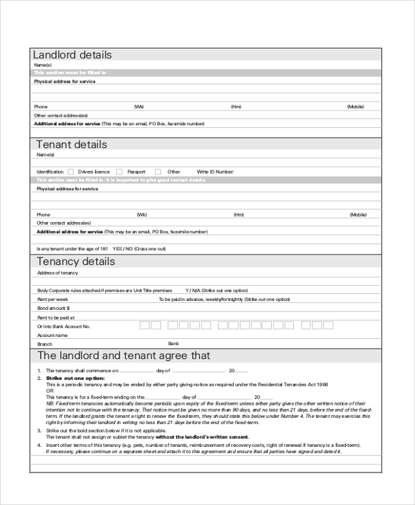 FREE 8+ Sample Landlord Agreement Forms in PDF | MS Word