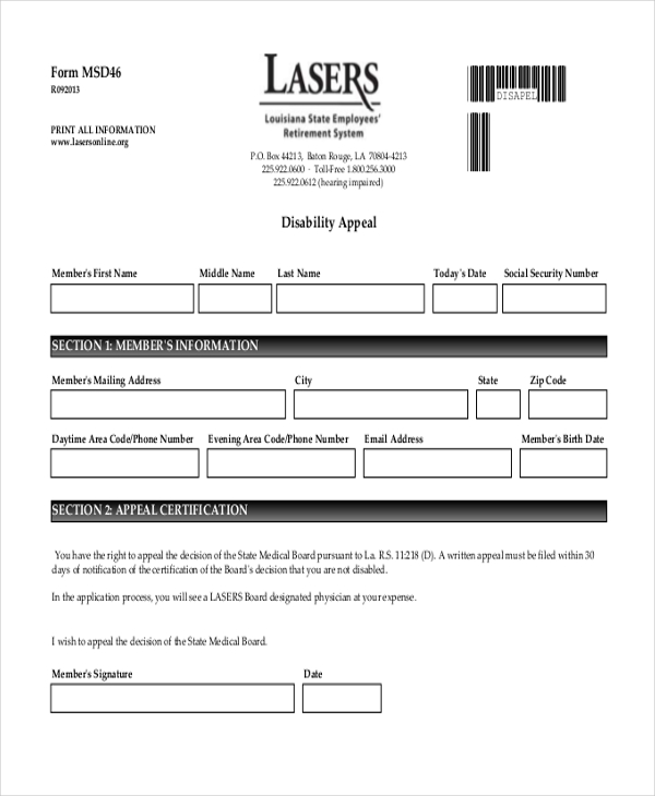 FREE 9+ Sample Social Security Disability Forms in PDF | Word