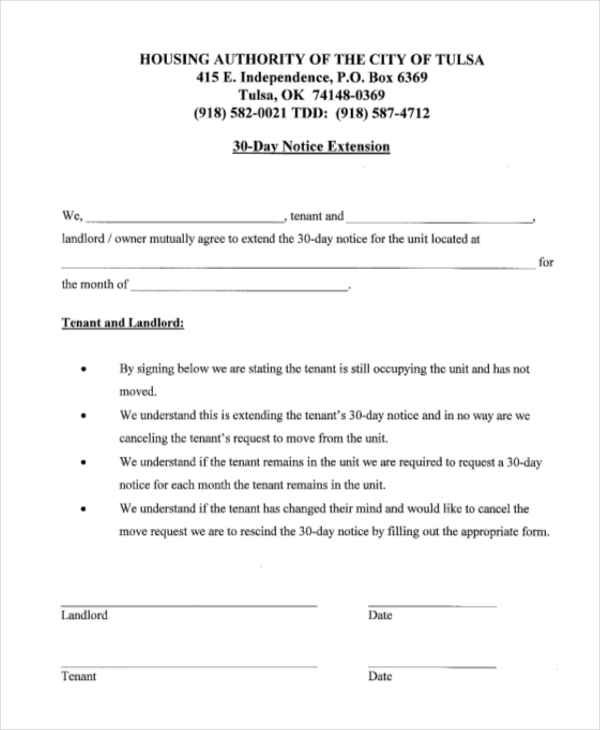 FREE 12+ 30 Day Notice Form Samples, PDF, MS Word, Google Docs