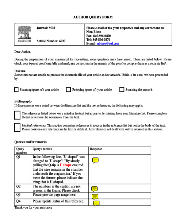 FREE 12+ Sample Query Forms in PDF | MS Word