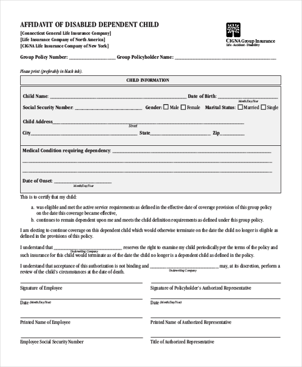 FREE 10+ Sample Child Disability Forms in PDF | MS Word