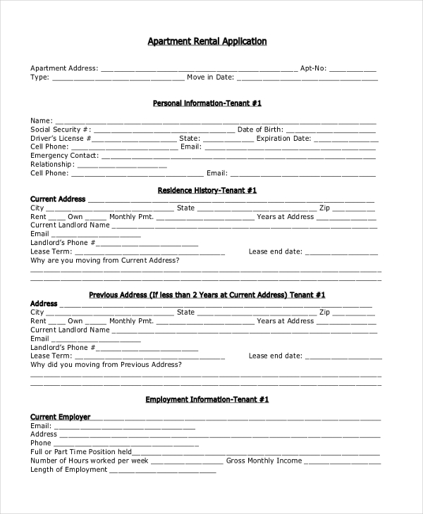 FREE 13+ Apartment Application Form Samples, PDF, MS Word, Google Docs