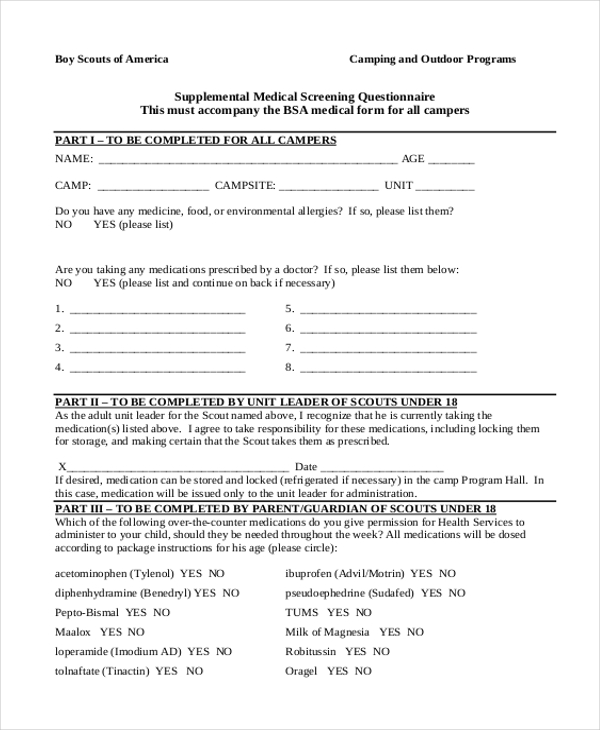 FREE 8+ Sample BSA Medical Forms in PDF | MS Word
