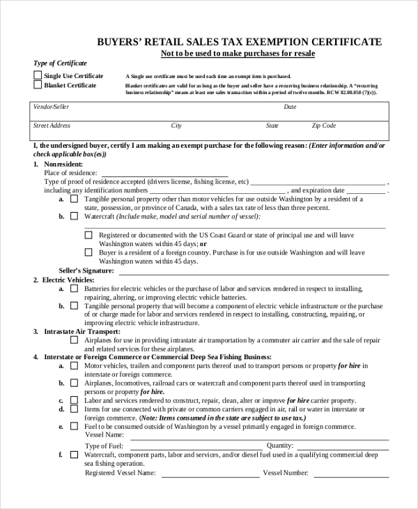 FREE 10+ Sample Tax Exemption Forms in PDF | MS Word