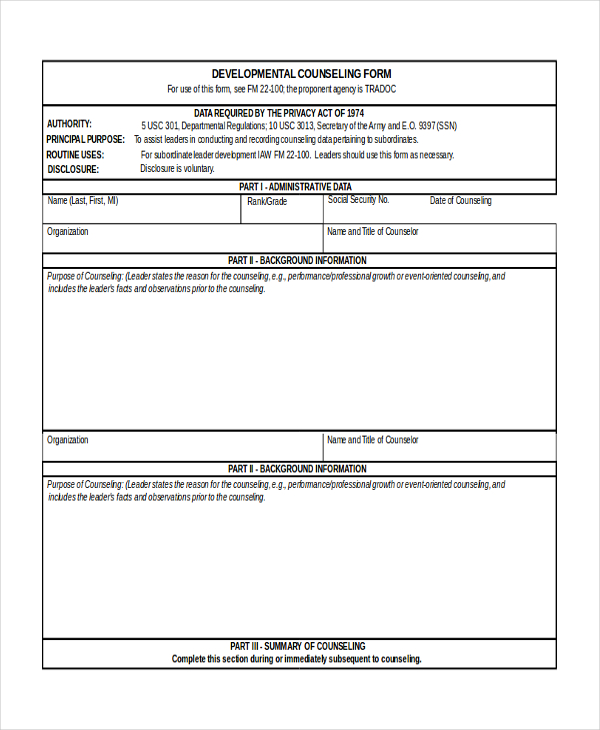 FREE 10+ Army Counseling Form Samples, PDF, MS Word, Google Docs