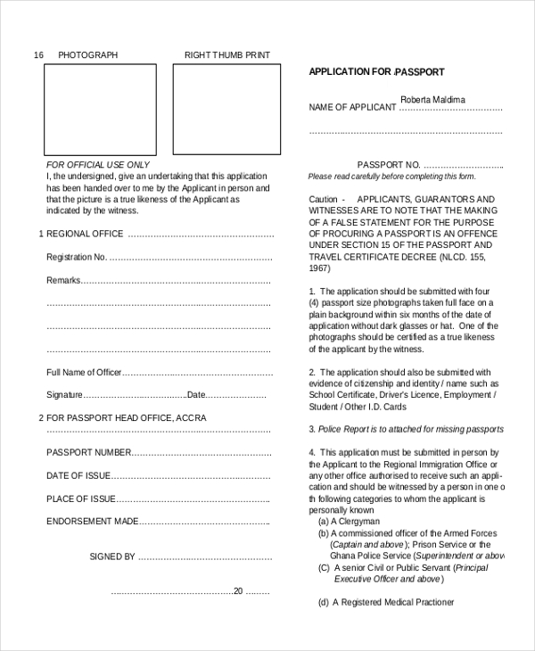 FREE 9+ Sample Passport Renewal Forms in PDF | MS Word
