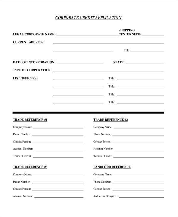 FREE 12+ Sample Credit Application Form in PDF | MS Word | Excel