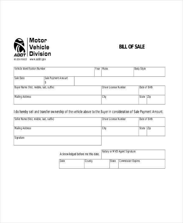 FREE 7+ Sample Bill of Sale Car Forms in PDF | MS Word | Excel