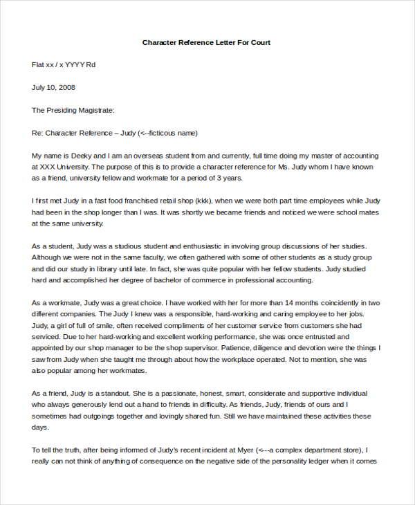 FREE 10+ Character Reference Letter Samples, PDF, MS Word, Google Docs