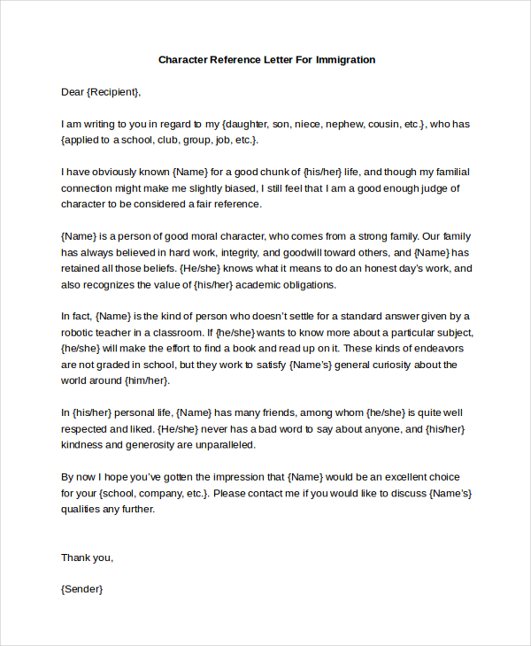 FREE 10 Sample Character Reference Letters In MS Word PDF