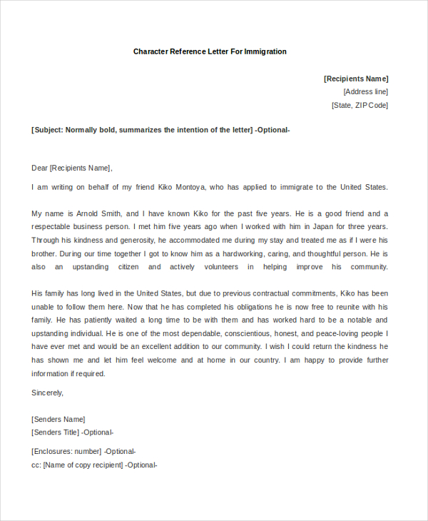 Sle Reference Letter For A Friend For Immigration Purposes Bios Pics