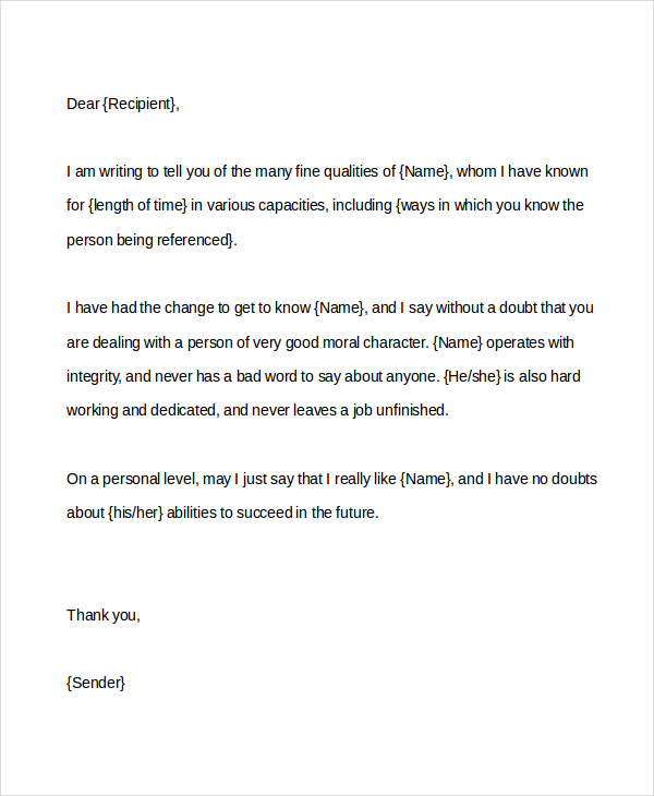 FREE 10+ Character Reference Letter Samples, PDF, MS Word, Google Docs