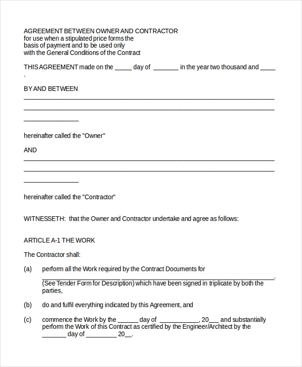 FREE 10 Sample Construction Contract Forms In MS Word PDF Excel