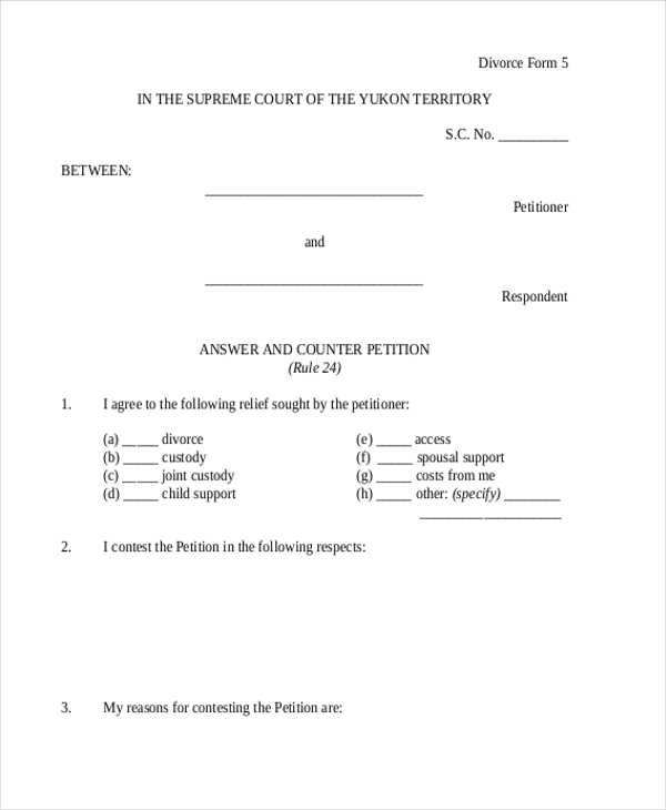 FREE 20+ Divorce Form Samples, PDF, MS Word, Google Docs