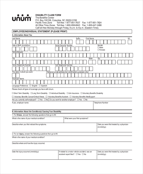 FREE 11+ Sample Disability Forms in PDF | MS Word