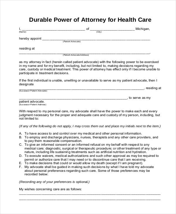 FREE 10 Sample Power Of Attorney Forms In PDF MS Word