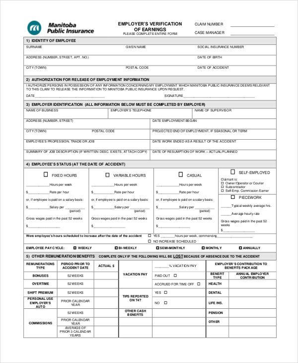 FREE 10+ Sample Employer Verification Forms in PDF | MS Word