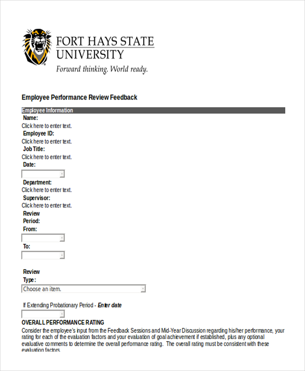 FREE 13+ Employee Performance Review Form Samples, PDF, MS Word, Google ...