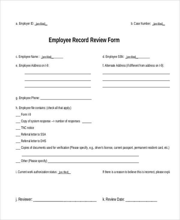 FREE 11+ Sample Employee Review Forms in PDF | MS Word | Excel