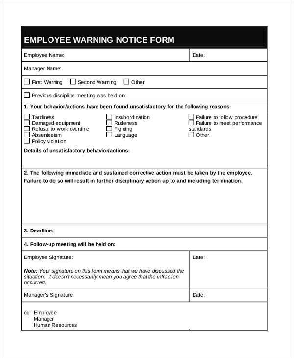 FREE 11+ Employee Write Up Form Samples, PDF, MS Word, Google Docs