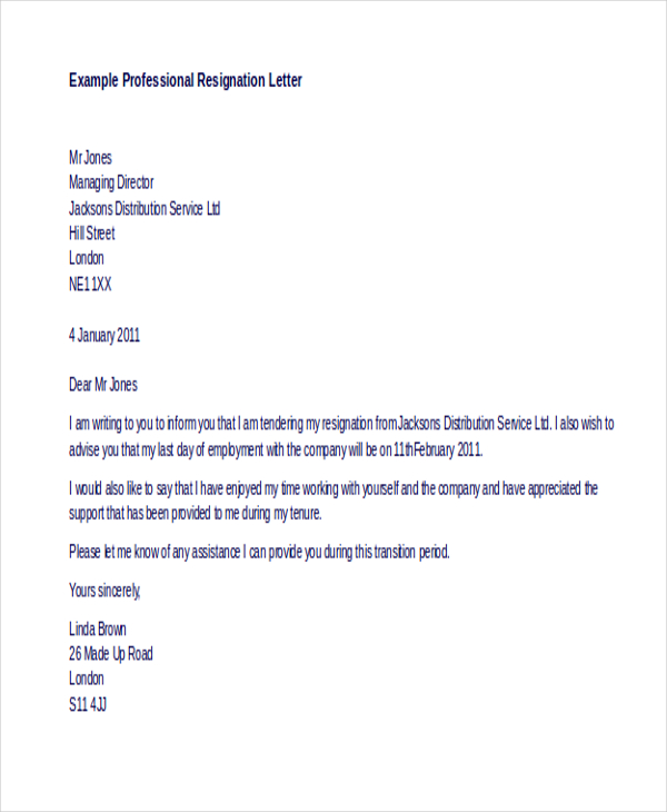 FREE 10 Sample Letter Of Resignation Examples In MS Word PDF