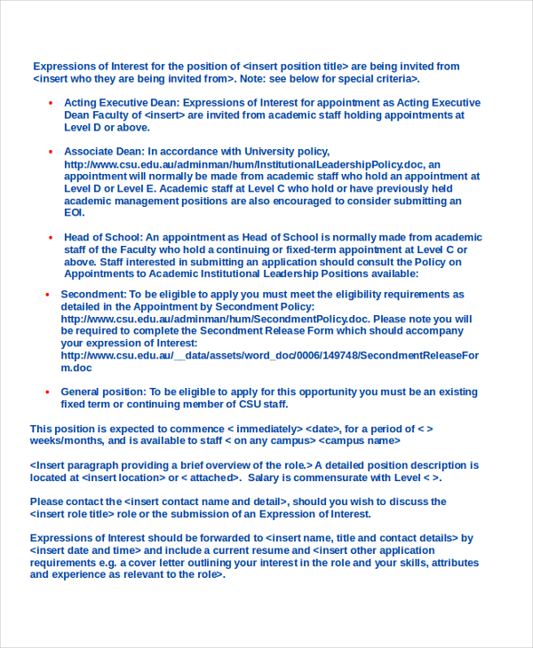 FREE 11+ Letter of Interest Samples, PDF, MS Word, Google Docs